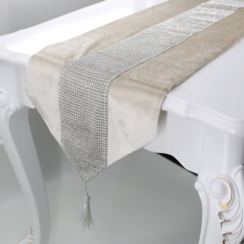 Flannel Table Runner With Rhinestones