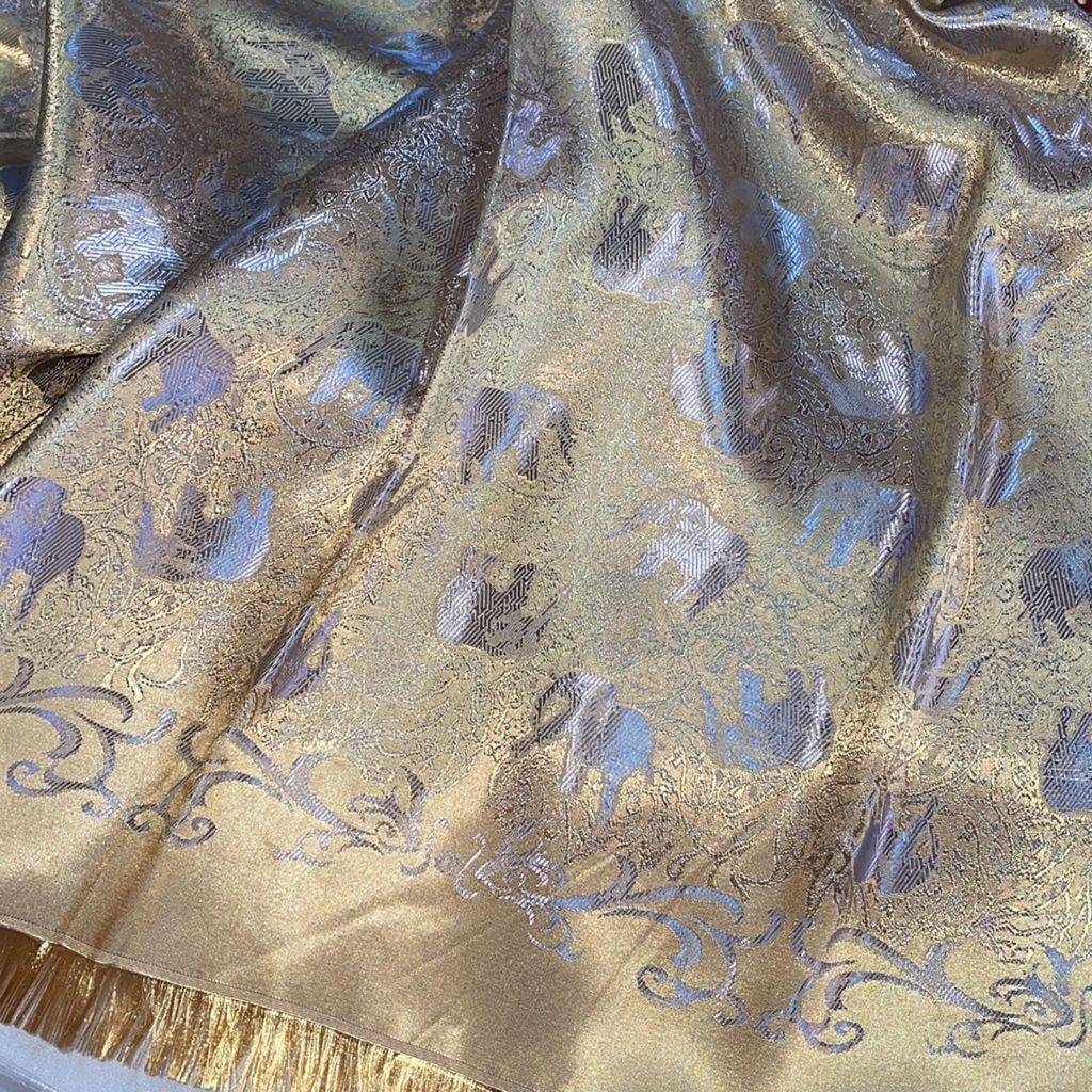 Thai Elephant Pattern Silk Shawls From Chiang Mai