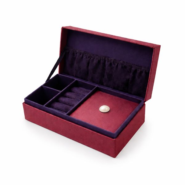 Handcrafted Thai Silk Jewellery Box – Maroon & Black Jewelry Box