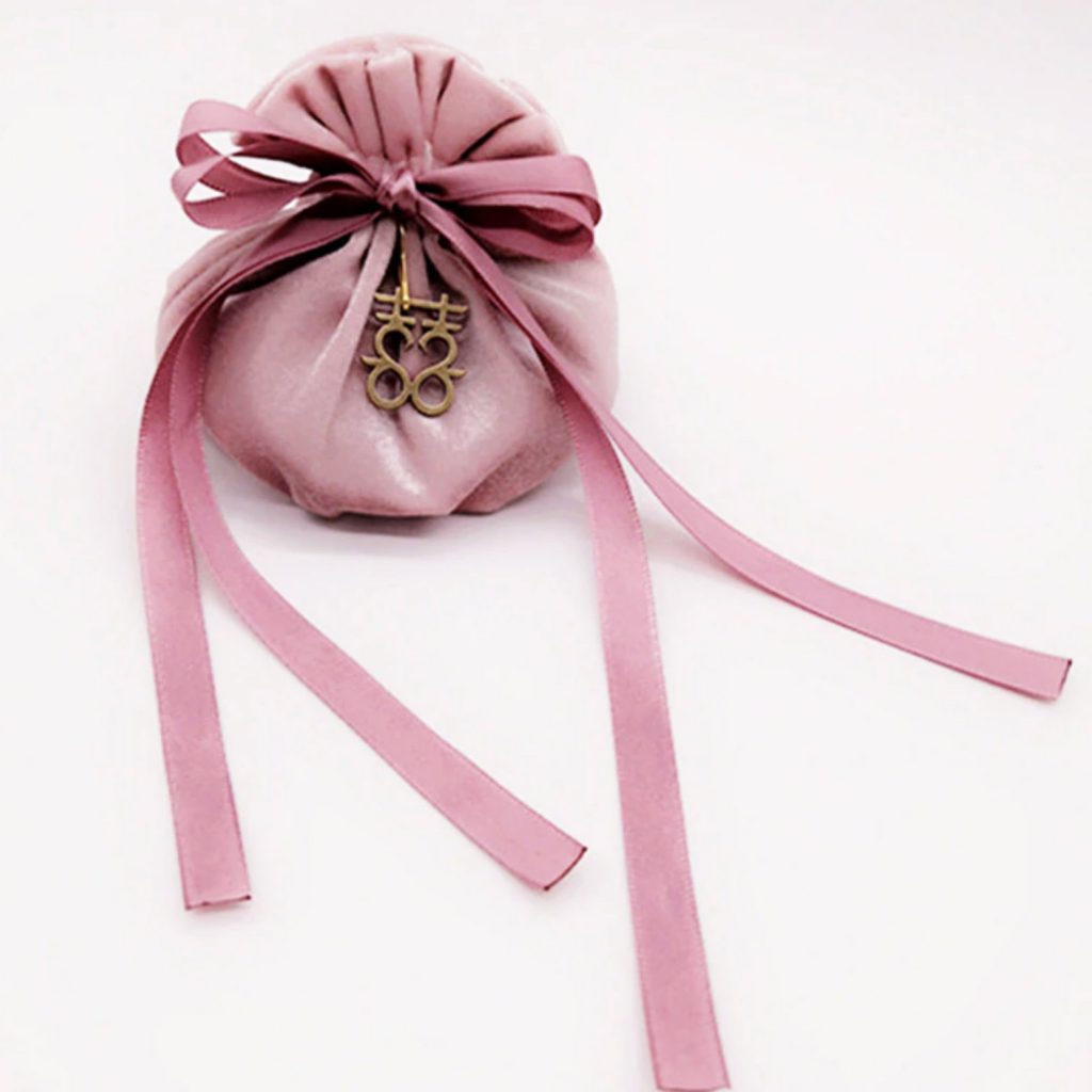 Small Velvet Drawstring Bag With Round Bottom