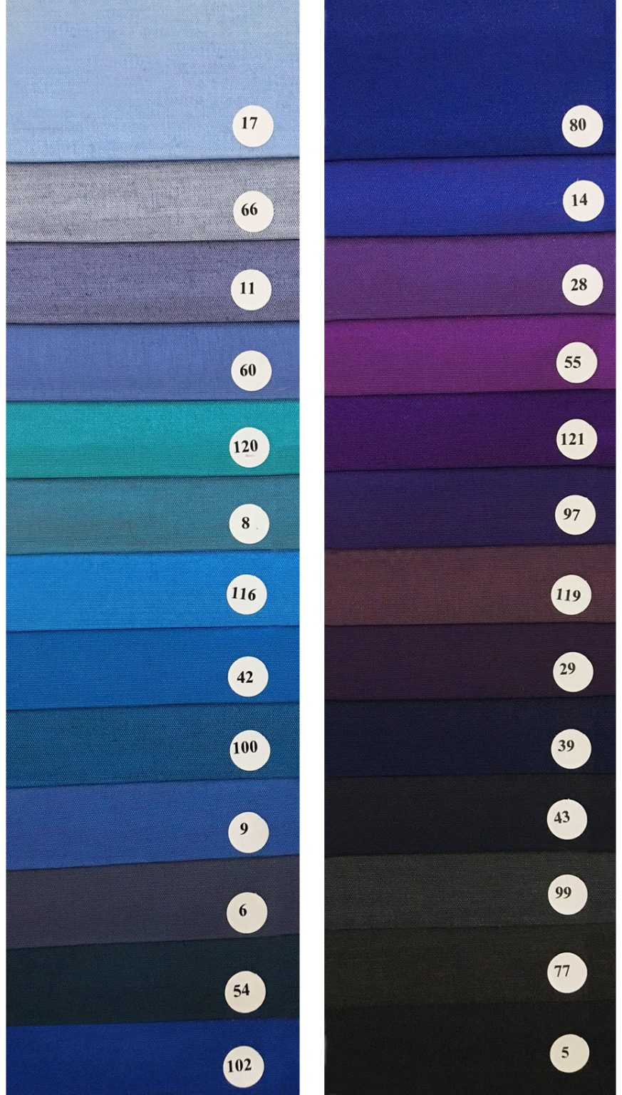 Fabric Color Chart Of Silk, Linen, Satin Ribbon, Hemp & Cotton