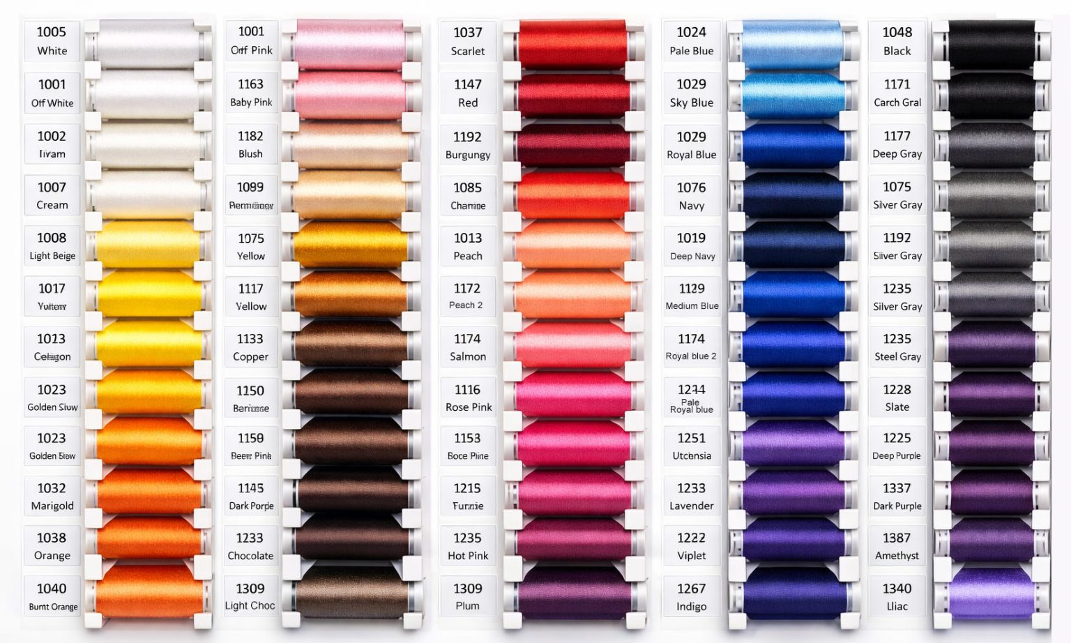 Fabric Color Chart Of Silk, Linen, Satin Ribbon, Hemp & Cotton