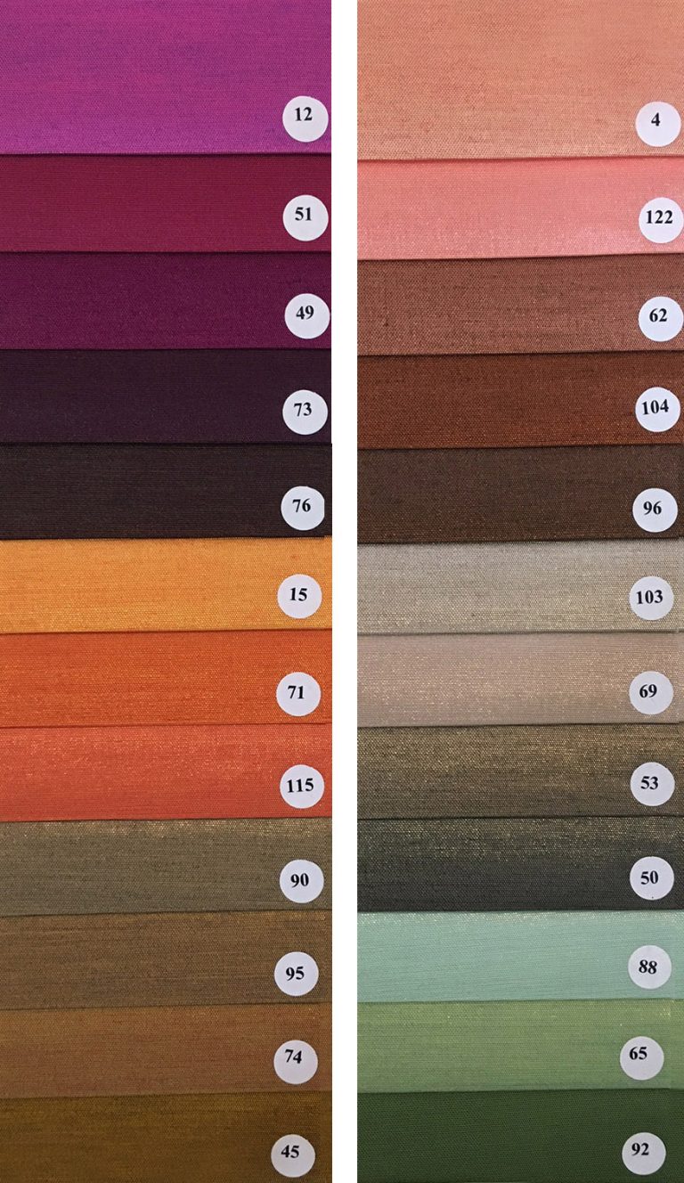 Fabric Color Chart Of Silk, Linen, Satin Ribbon, Hemp & Cotton